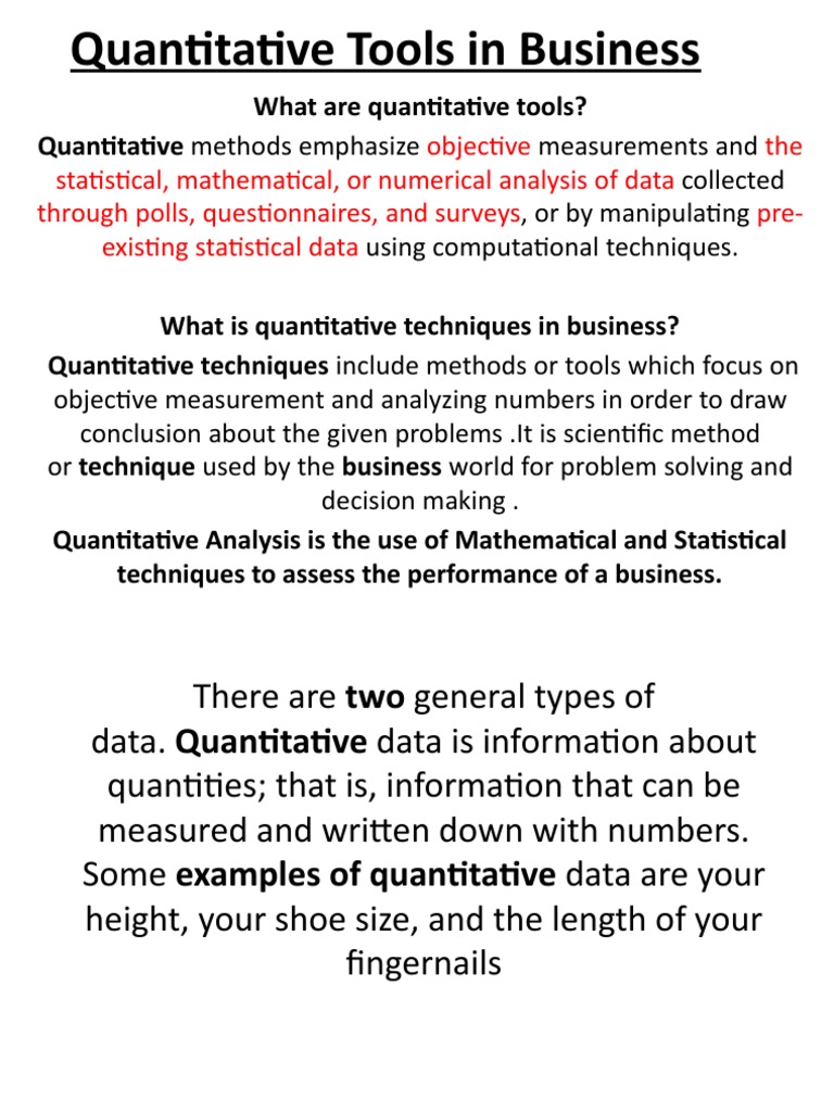 Quantitative Tools for Business Analysis | PDF | Quantitative Research ...