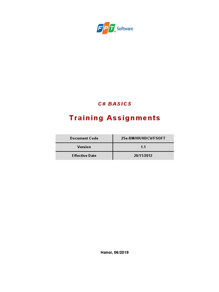Training Assignments: C# Basics | PDF | C Sharp (Programming Language ...
