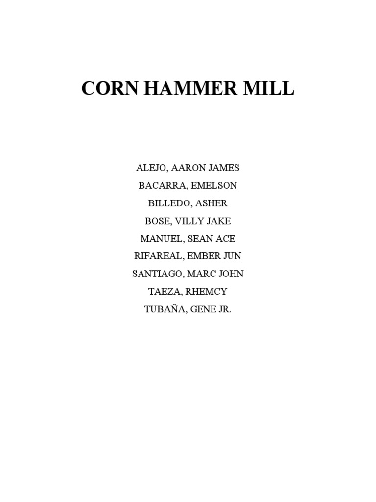 Corn Hammer Mill | PDF | Mill (Grinding) | Agriculture
