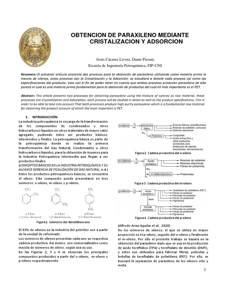 Obtencion de Paraxileno Mediante Cristalización y Asorción JESUS ...