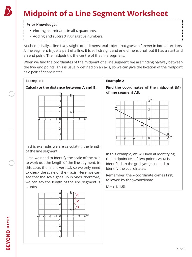 Midpoint of A Line Segment Worksheet (Editable) | PDF | Cartesian ...