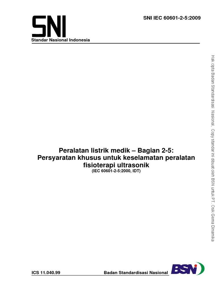 Sni Iec 60601-2-5-2009 | PDF