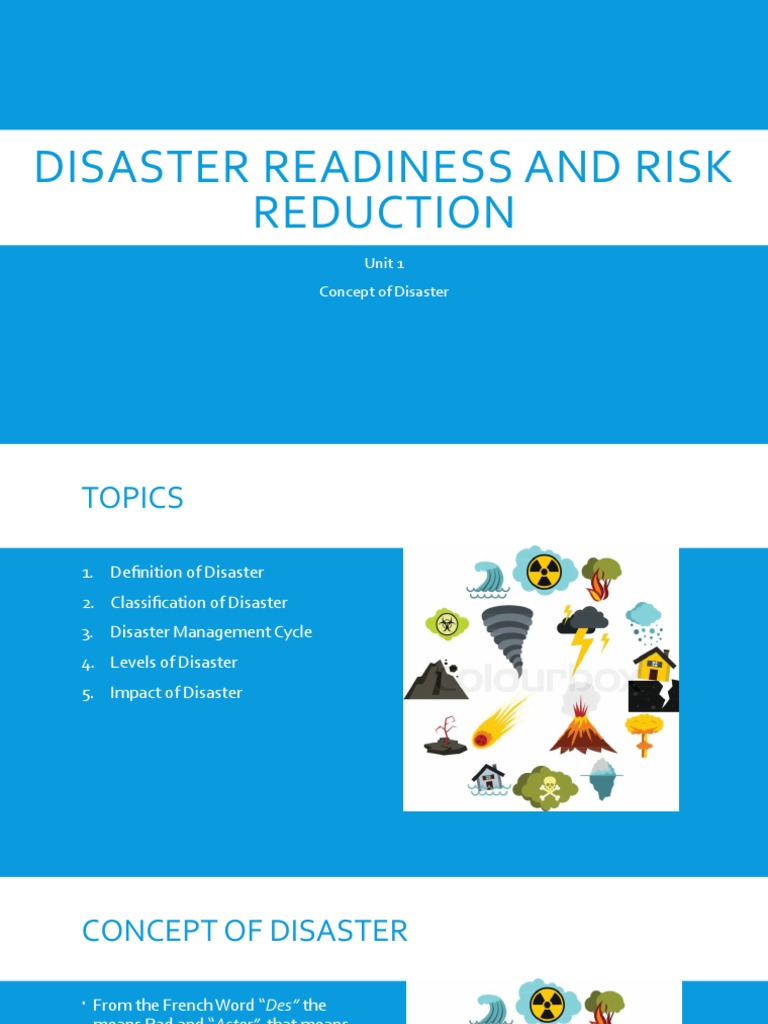 Disaster Readiness and Risk Reduction: Unit 1 Concept of Disaster | PDF