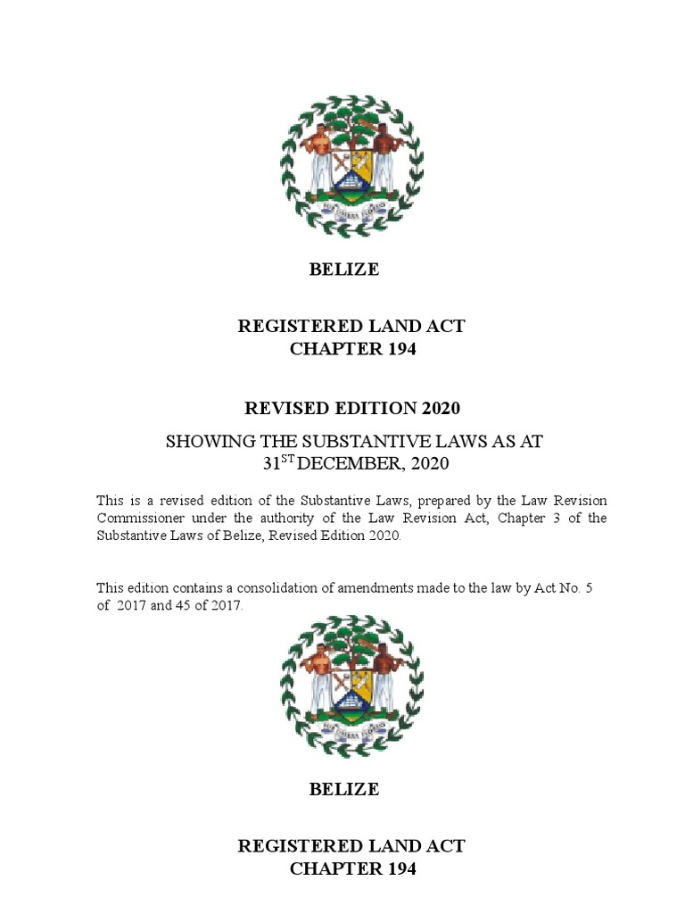 Belize Registered Land Act 2020 | PDF | Lease | Domain Name Registrar