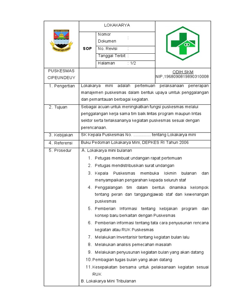 SOP Lokakarya | PDF | Karier & Perkembangan