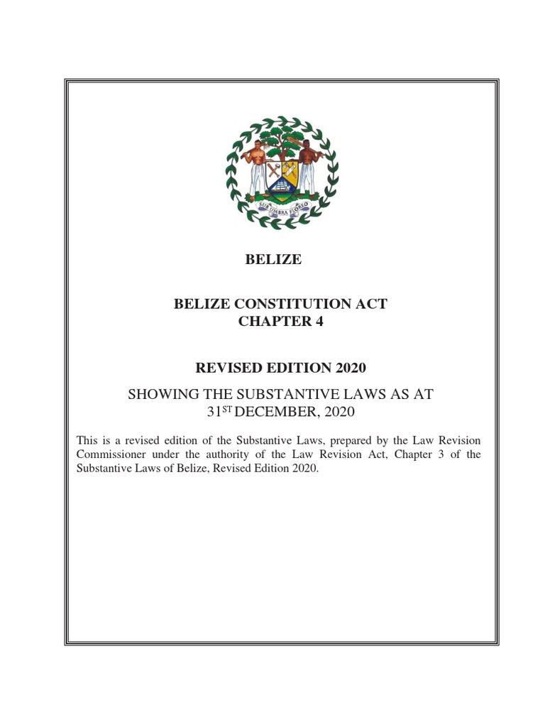 Cap 4 Belize Constitution Act | PDF | Remand (Detention) | Arrest