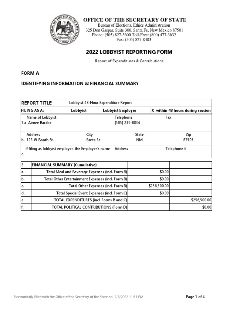 Lobbyist 48-Hour Expenditure Report | PDF | Business | Finance & Money ...