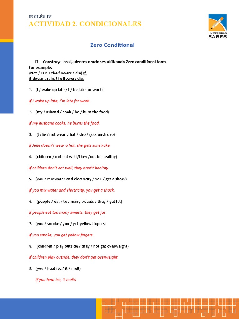 Actividad 2. Condicionales: Zero Conditional | PDF