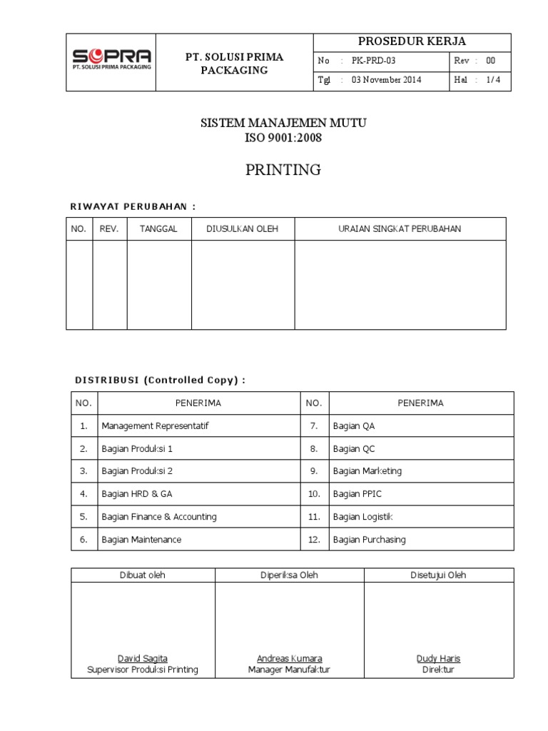 Sop Produksi Printing | PDF