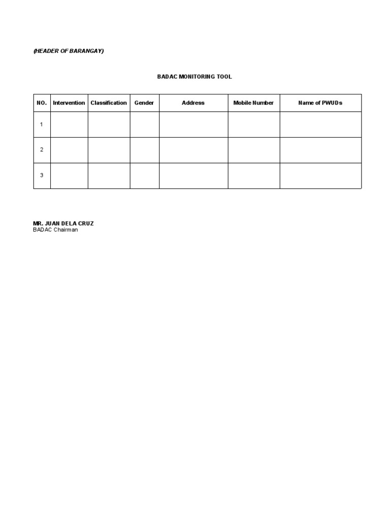 Badac Monitoring Tool Format | PDF