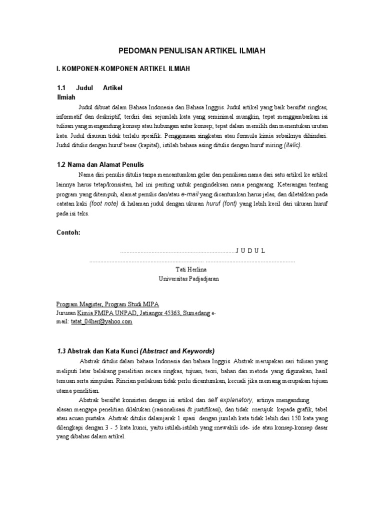 Pedoman Penulisan Artikel Ilmiah | PDF | Seni & Disiplin Bahasa