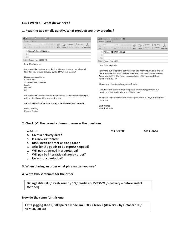 EBC1 Week 4 Student Worksheet | PDF | Receipt | Business