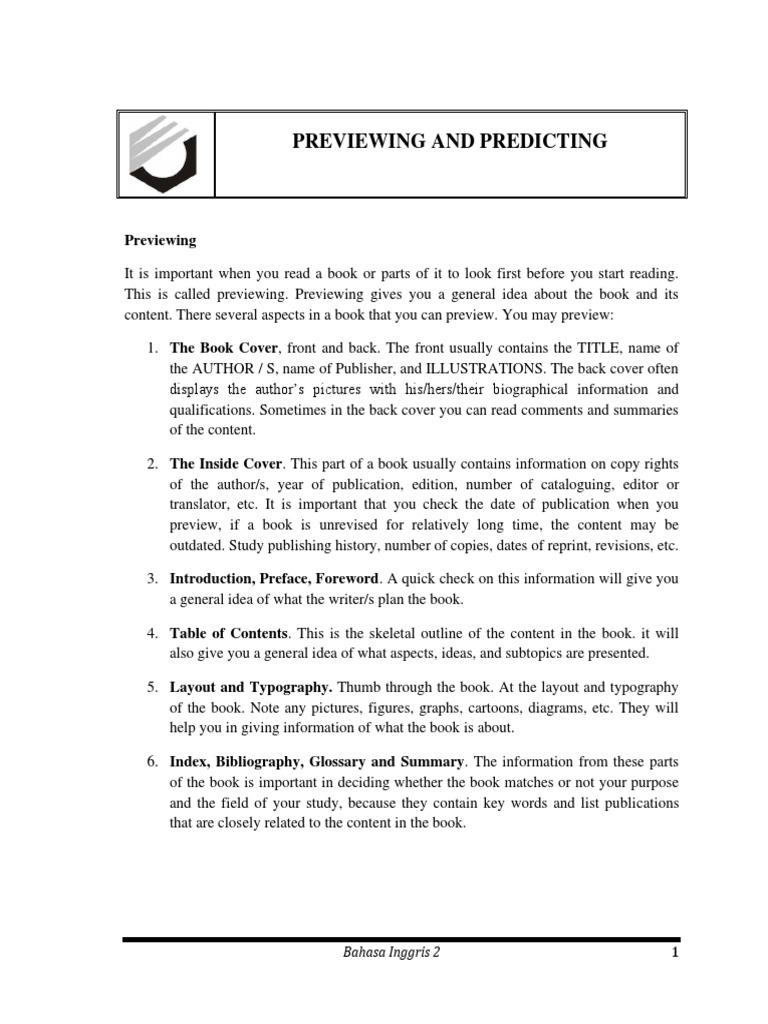 Predicting and Previewing | PDF | Books | Reason