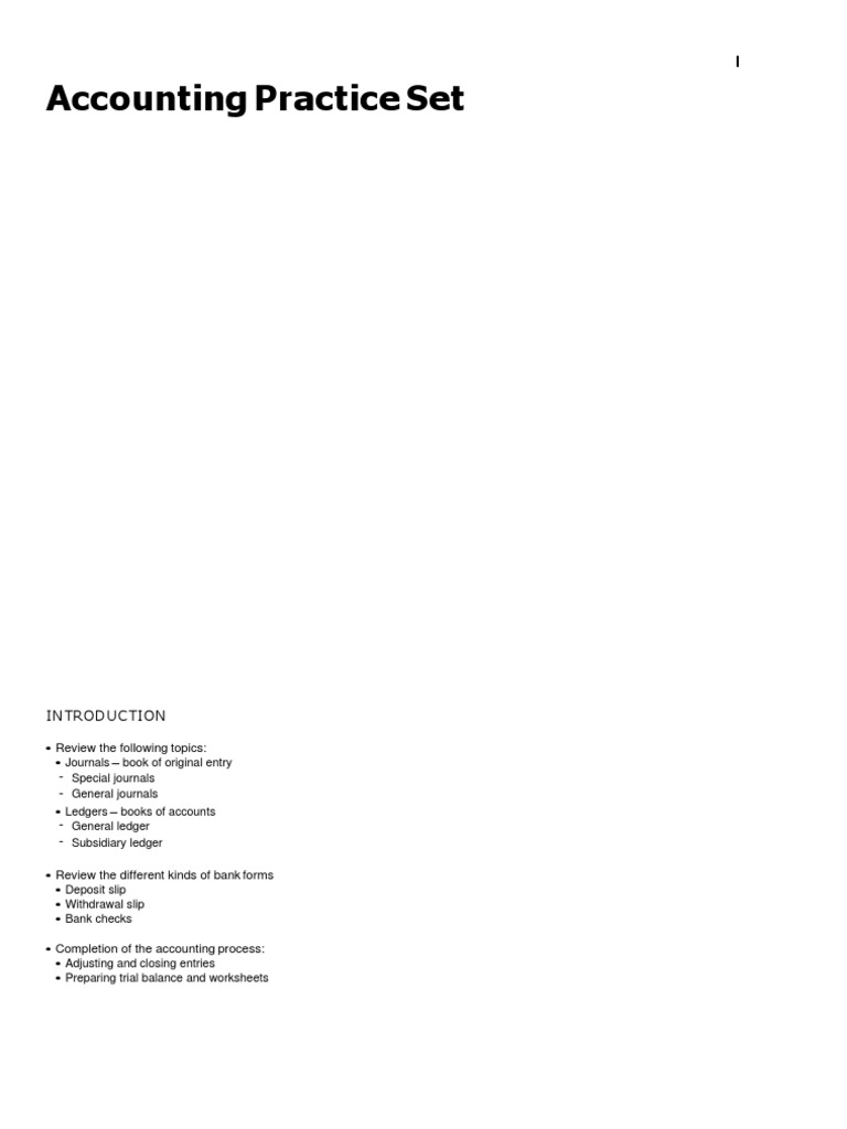 Accounting Practice Set | Download Free PDF | Debits And Credits | Receipt