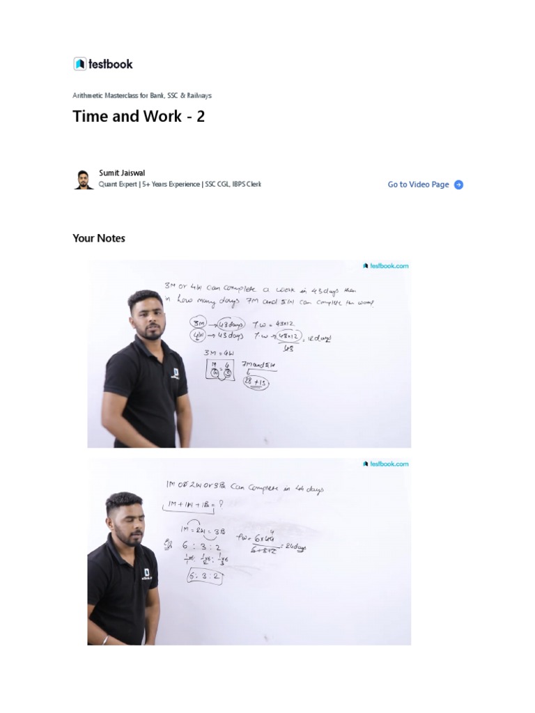Time and Work - 2 - Notes | PDF | Finance & Money Management | Computers