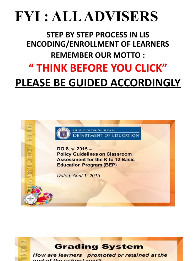 LIS Enrollment Guide for Advisers | PDF | Learning | Teachers