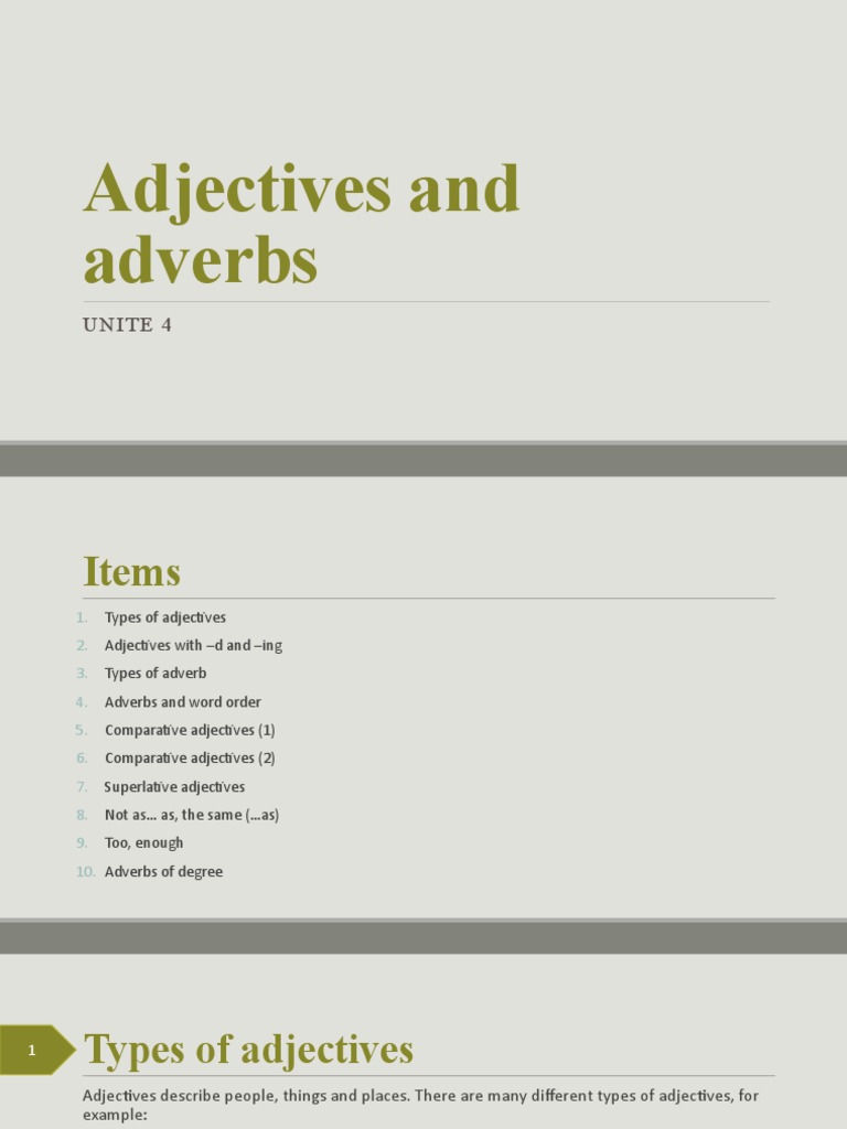 Adjectives and Adverbs | PDF | Adverb | Adjective