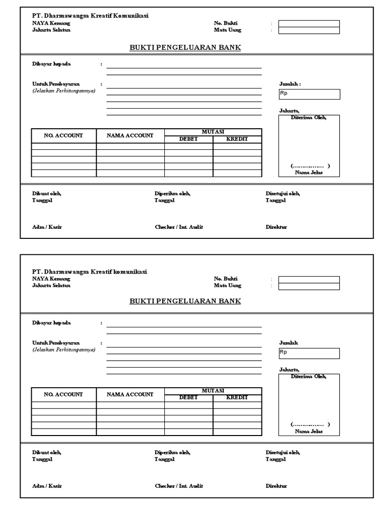 Form Kas & Bank | PDF