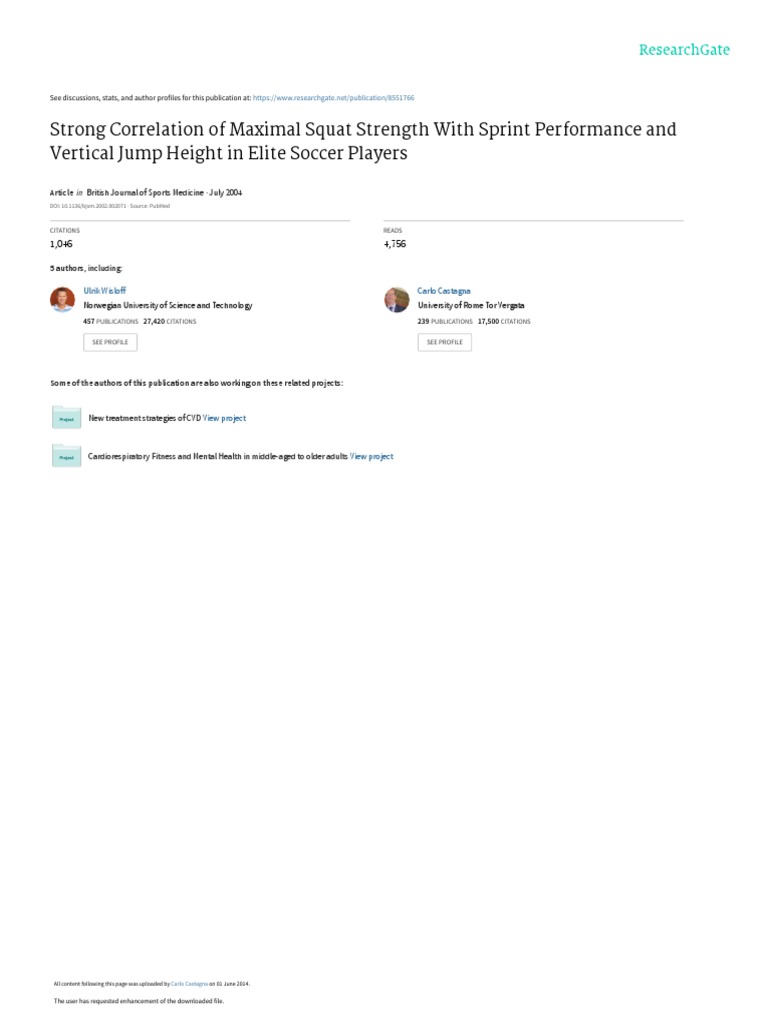 Strong Correlation of Maximal Squat Strength With Sprint Performance and Vertical Jump Height in ...