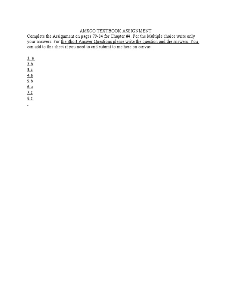 Amsco Textbook Assignment-3 | PDF