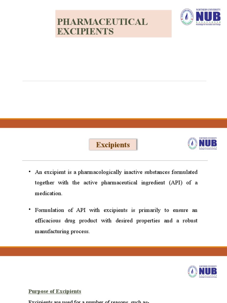 Pharmaceutical Excipients | PDF | Surfactant | Tablet (Pharmacy)