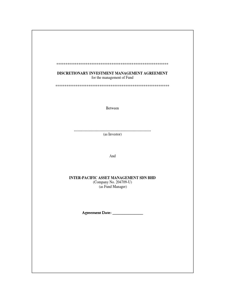 3) IMA - Discretionary - Template | PDF | Bonds (Finance) | Securities ...