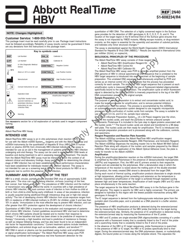 Realtime HBV Package Insert | PDF | Hepatitis B | Polymerase Chain Reaction