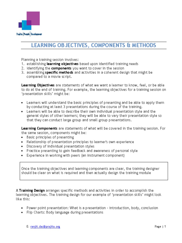 Setting Learning Objectives Pdf Learning Design