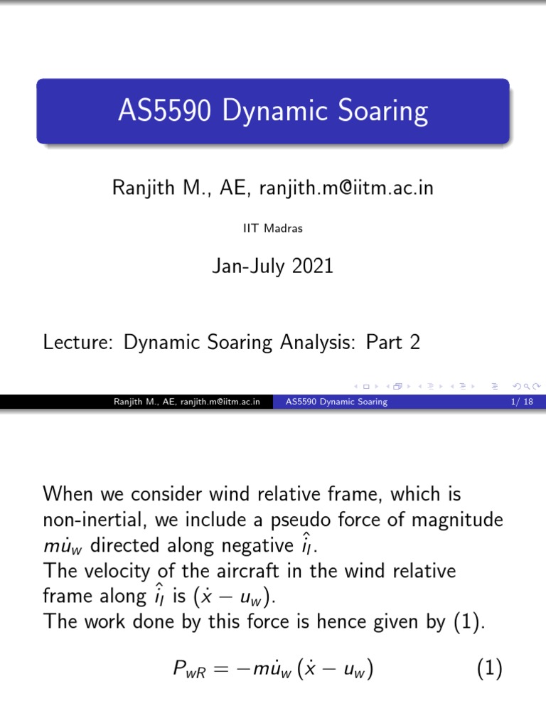 Dynamic Soaring Energy Analysis | PDF | Motion (Physics) | Physics
