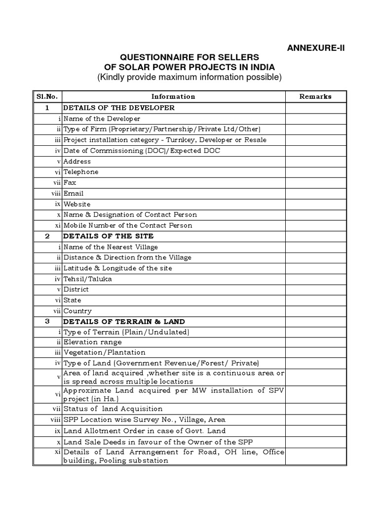 (Kindly Provide Maximum Information Possible) : Annexure-Ii ...