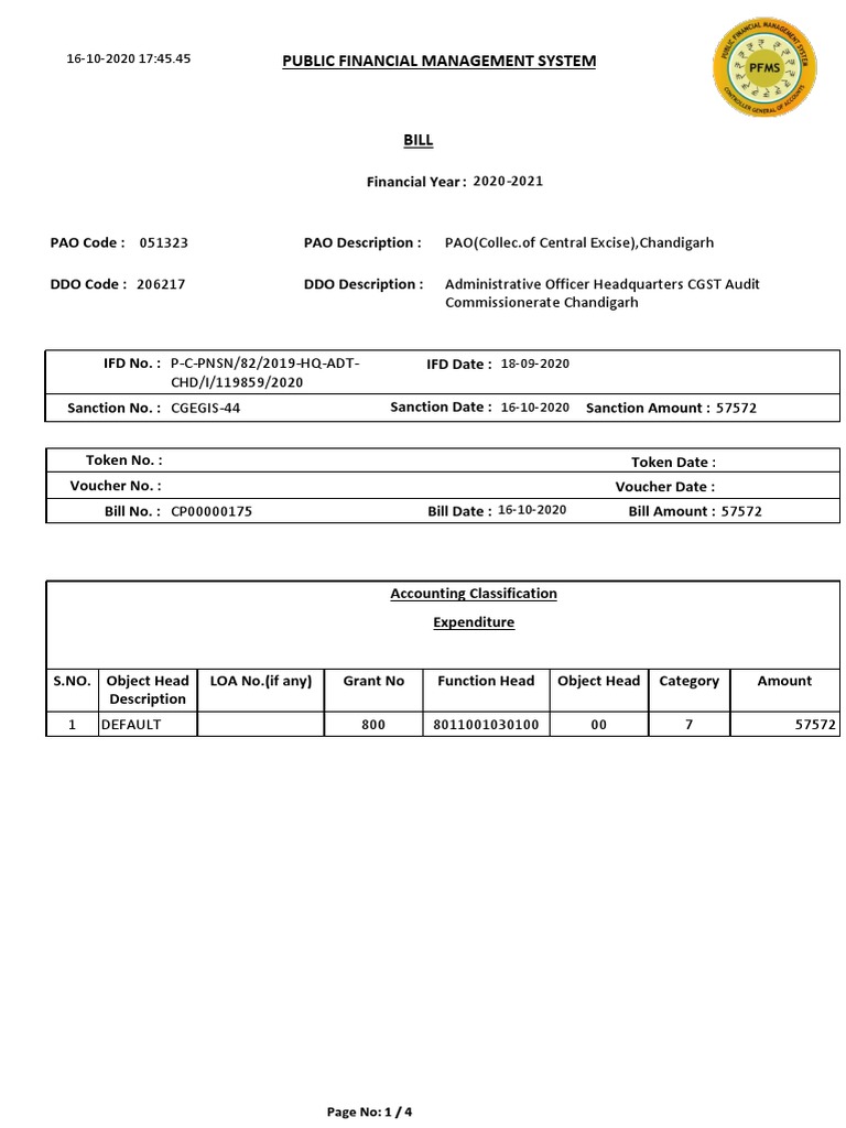 Cgegis PFMS Charanjit Lal Ac Retd | Download Free PDF | Voucher | Receipt