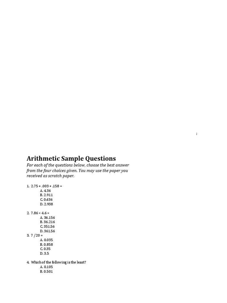 Arithmetic Sample Questions 1 2 | PDF | Arithmetic | Mathematics