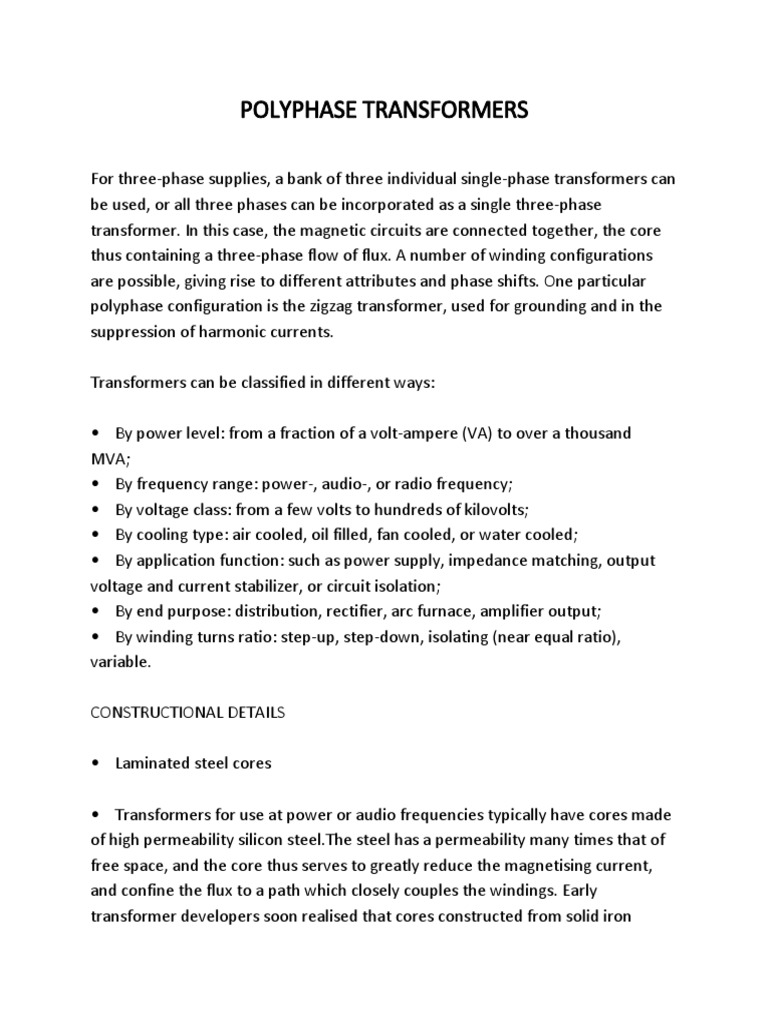 Polyphase Transformers | PDF | Transformer | Force