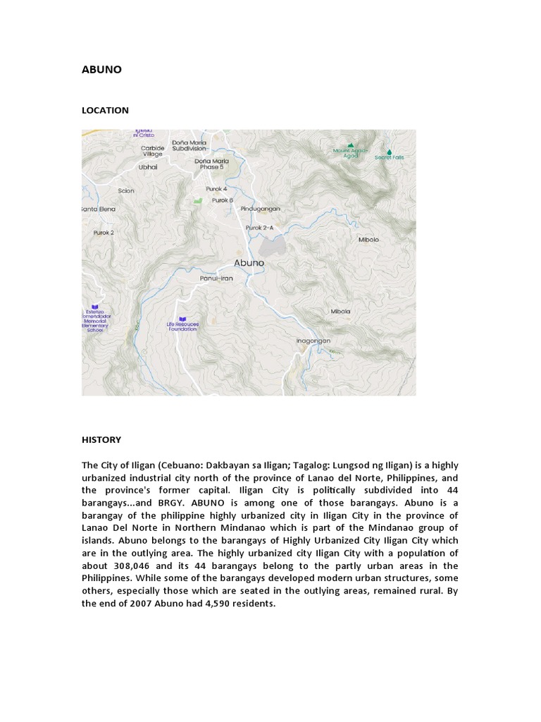 Abuno: A Barangay in Iligan City | PDF | Social Science