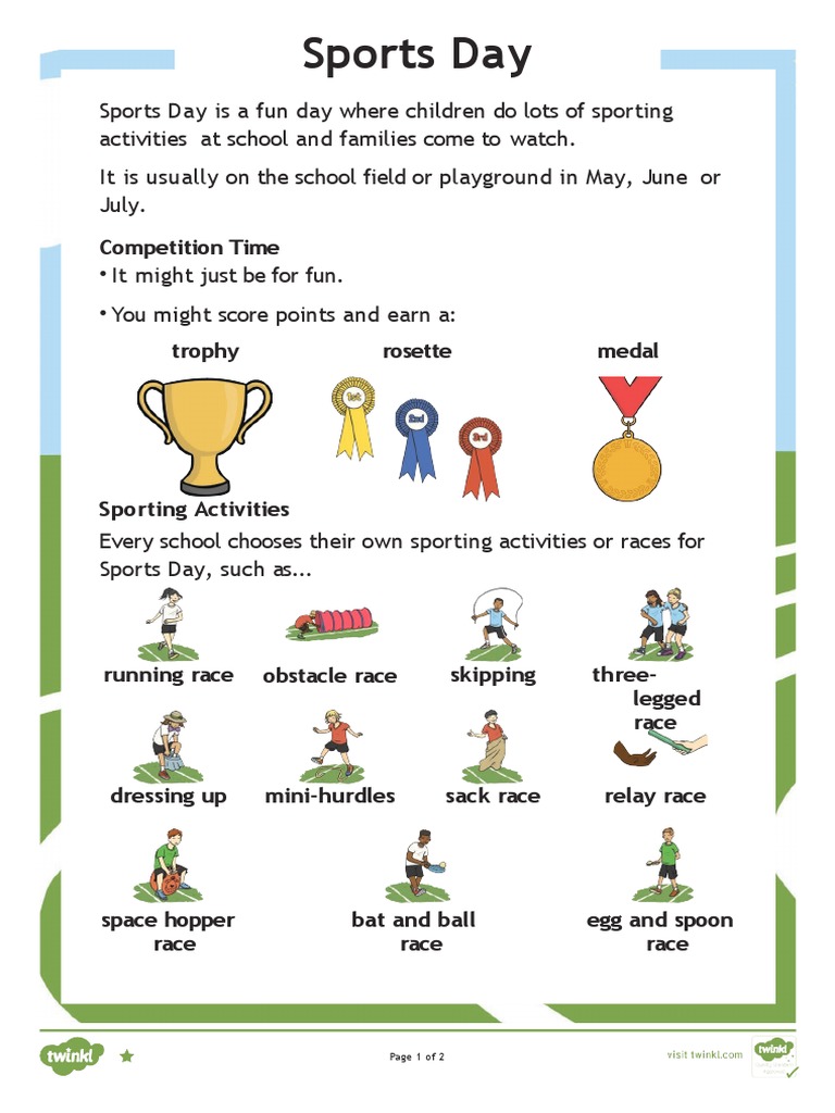 T L 53181 Ks1 Sports Day Differentiated Reading Comprehension Activity ...