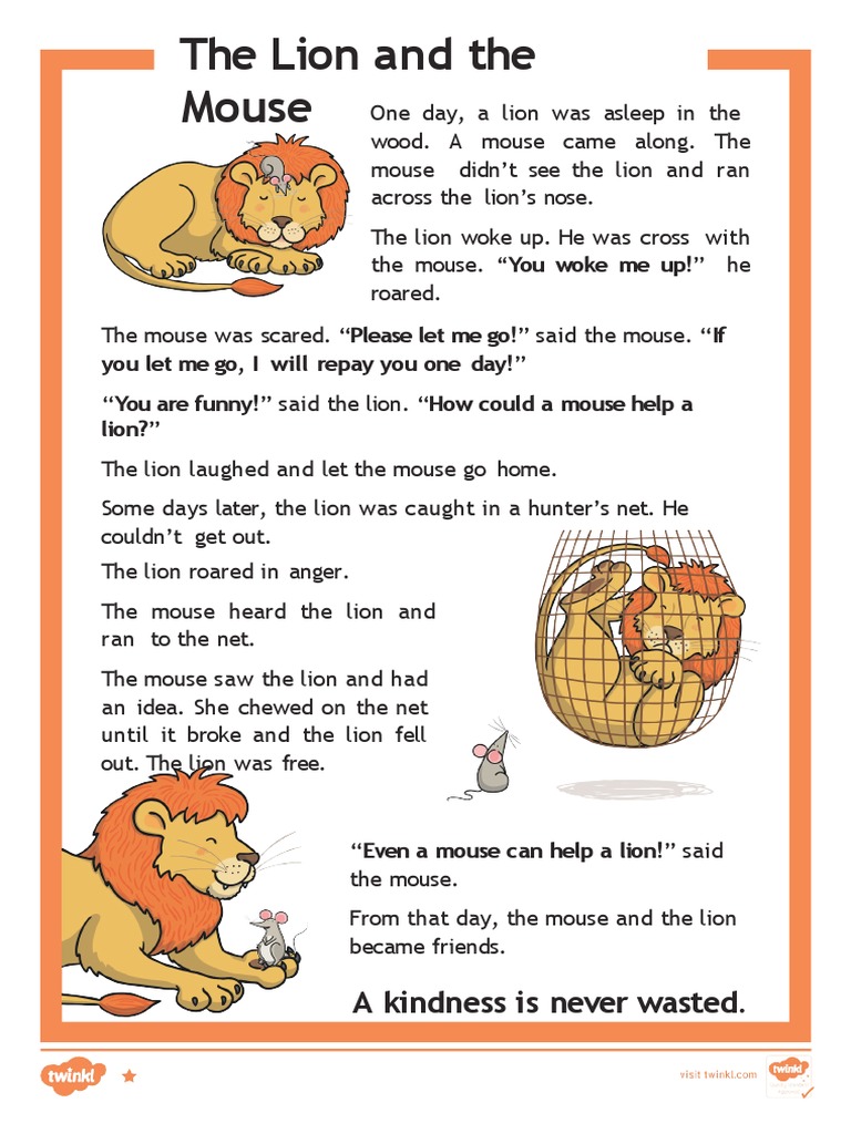 The Lion and The Mouse: A Kindness Is Never Wasted | PDF