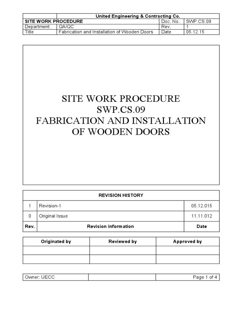 Doors-Method Statement | Download Free PDF | Plywood | Lumber