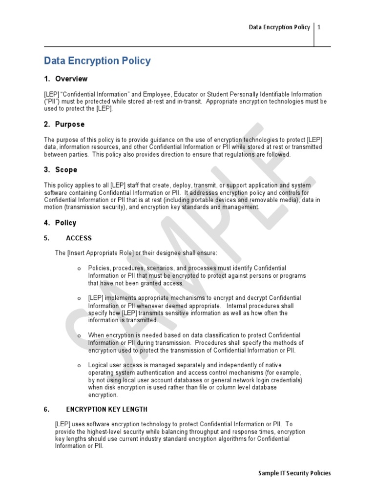 LEP Data Encryption Policy | Download Free PDF | Encryption | Computer Network