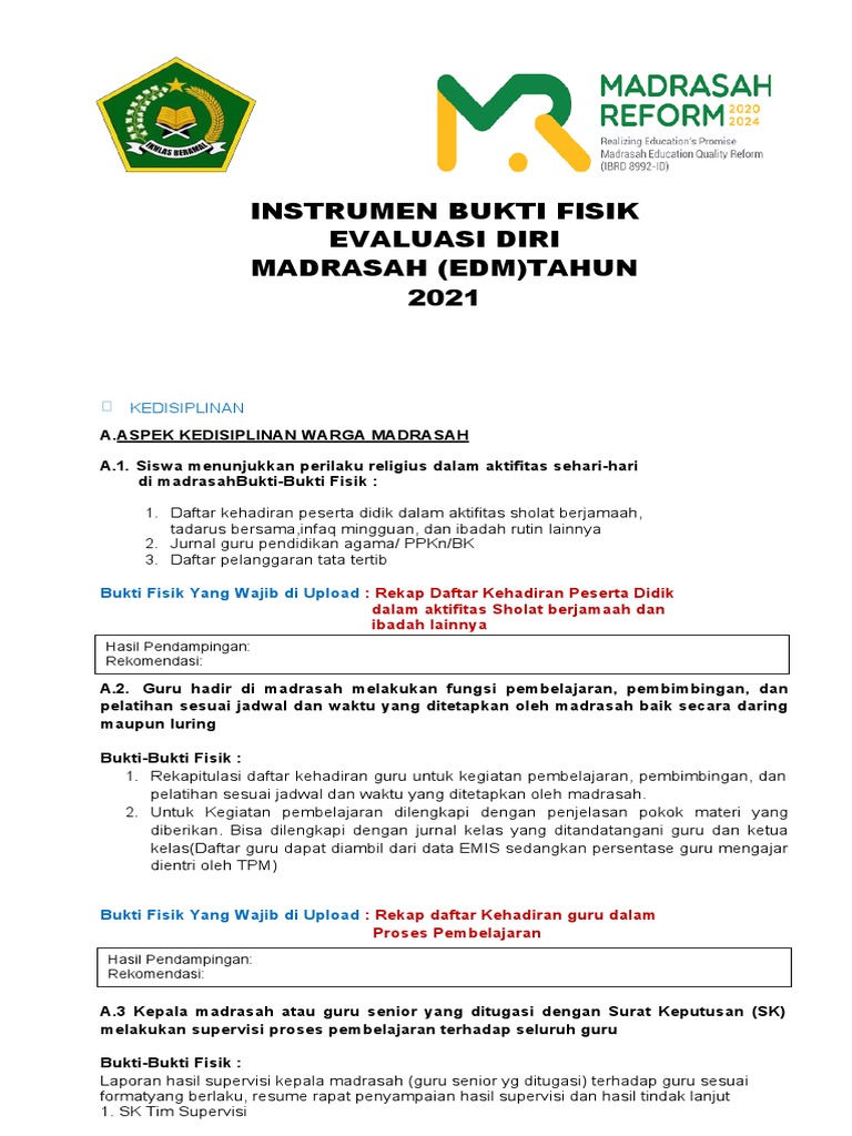 Instrumen Edm - Dan Laporan Hasil Pendampingan-Dikonversi | PDF