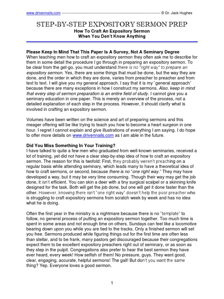 Expository Sermon Preparation | PDF | Sermon | Expository Preaching