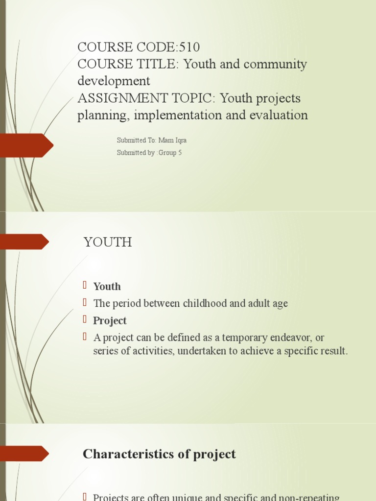 Youth Projects Planning, Implementation and Evaluation | PDF ...