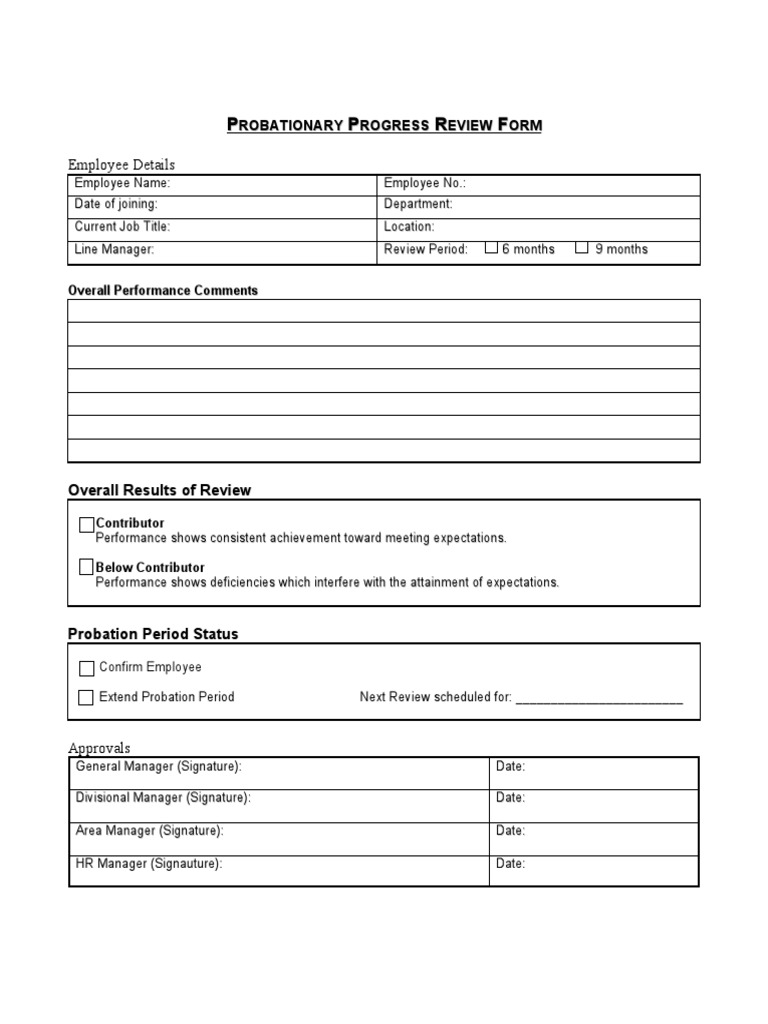 Probationary Progress Review Form | PDF