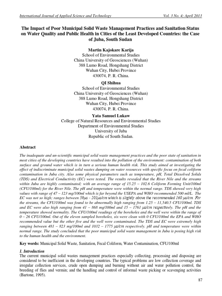 The Impact of Poor Municipal Solid Waste Management Practices and ...