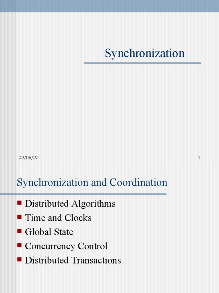 Synchronization Pdf Database Transaction Distributed Computing