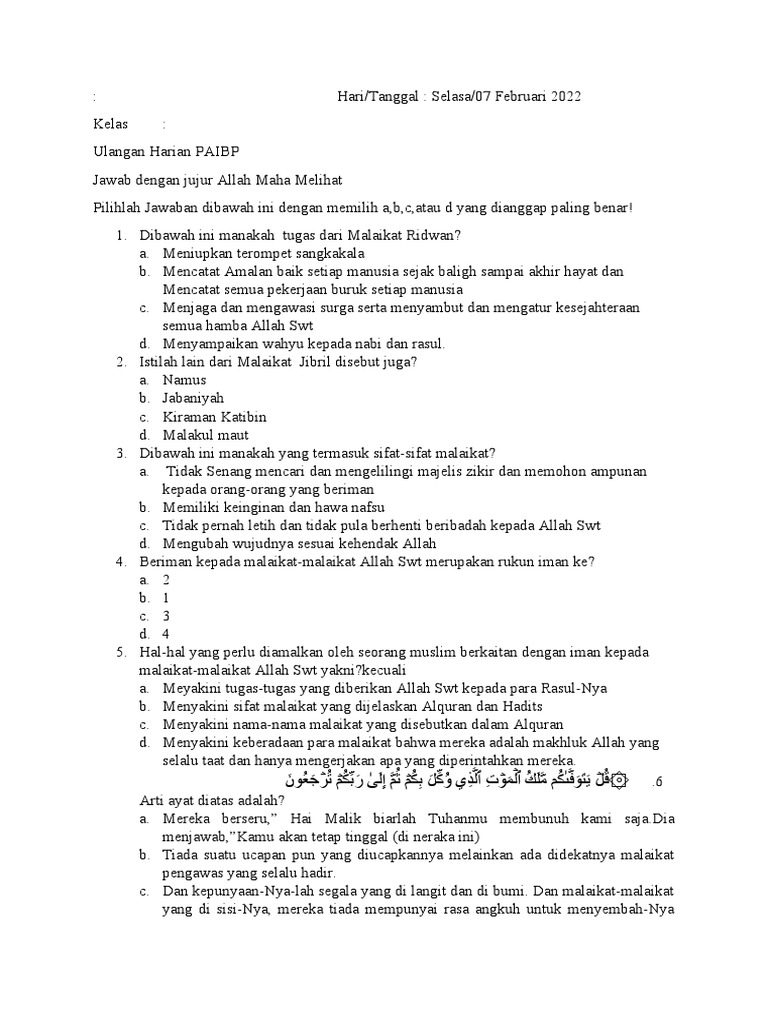 Paket D PAIBP Kelas VII | PDF