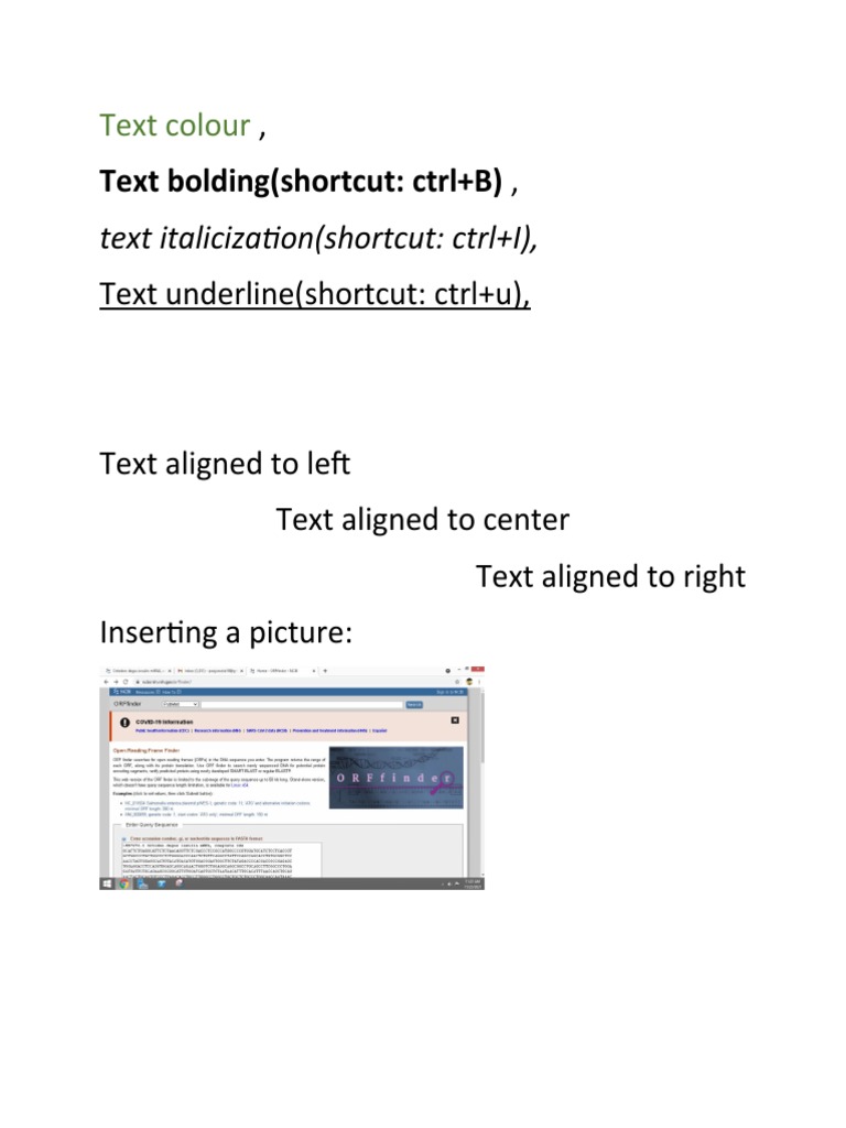 Text Bolding (Shortcut: CTRL+B) | PDF