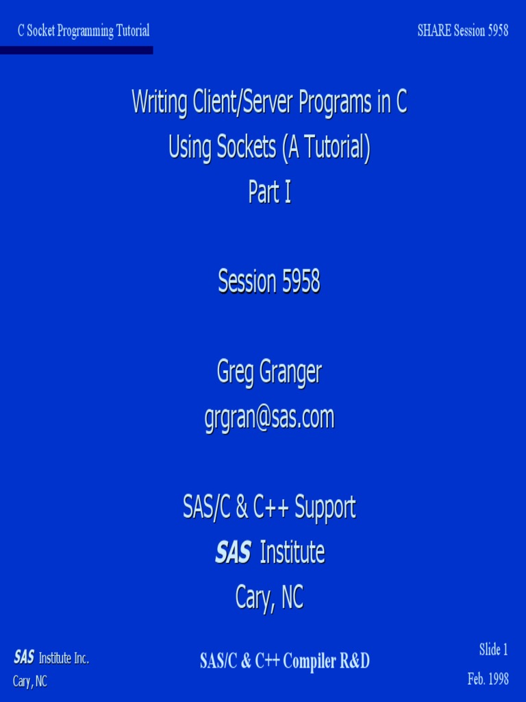 C Socket Programming Tutorial Pdf Network Socket Internet Protocol Suite