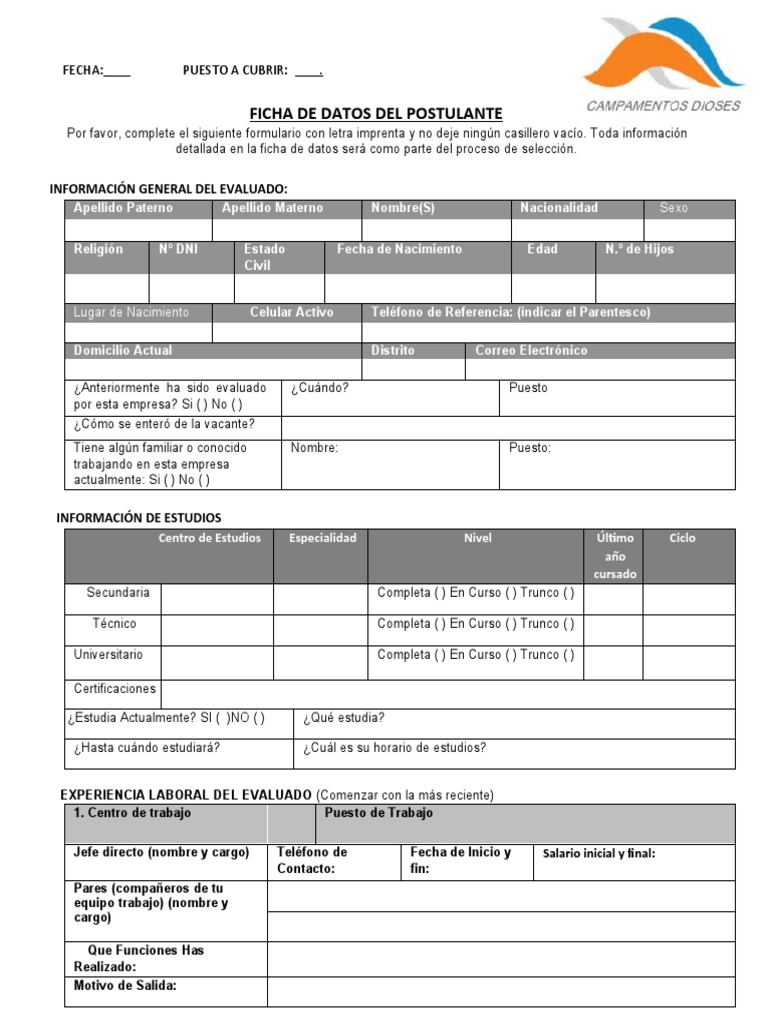 1 Ficha de Datos de Entrevista | PDF