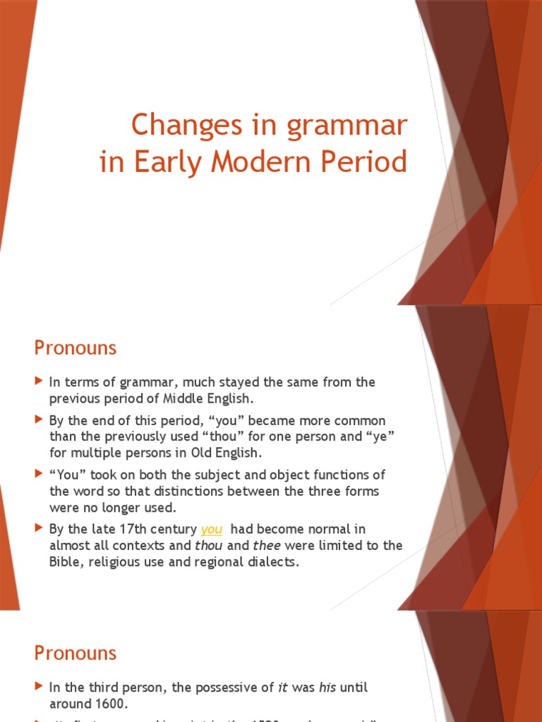 Changes in Grammar Modern English | PDF | Thou | English Language