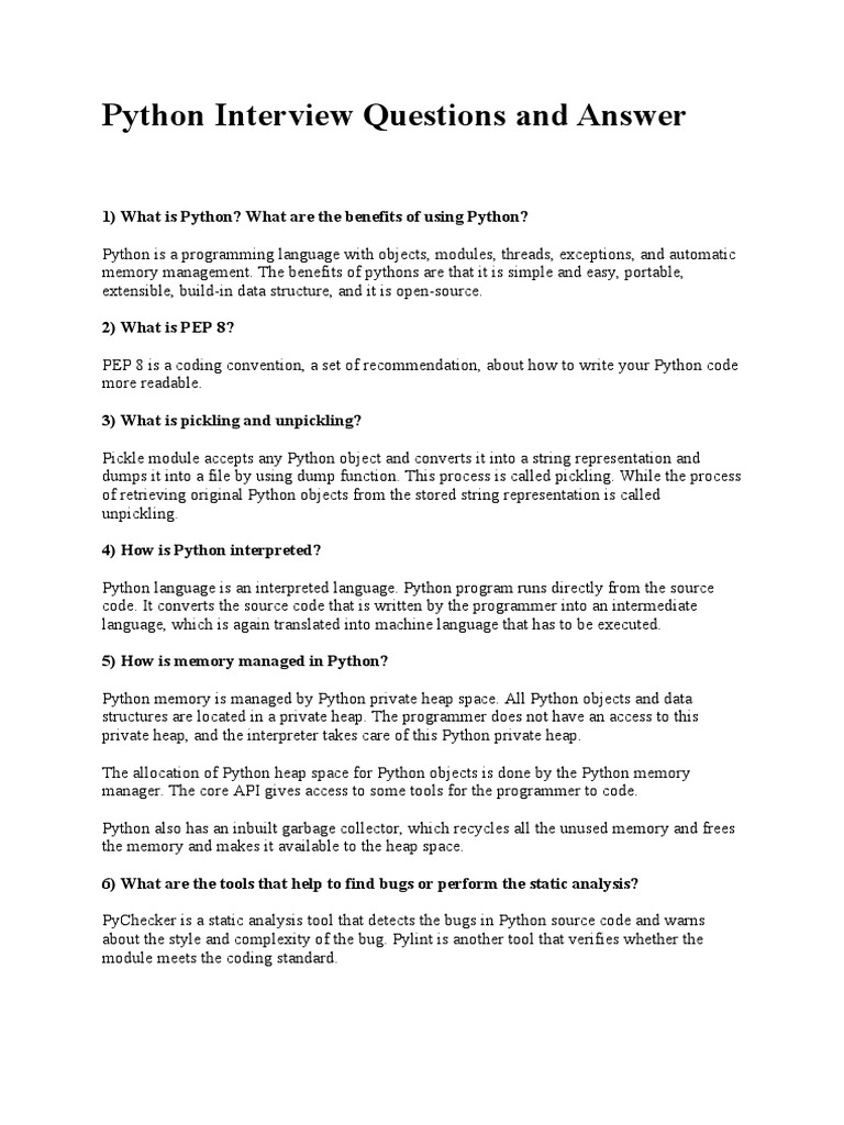 Python Interview Questions And Answer Pdf Class Computer Programming Inheritance Object